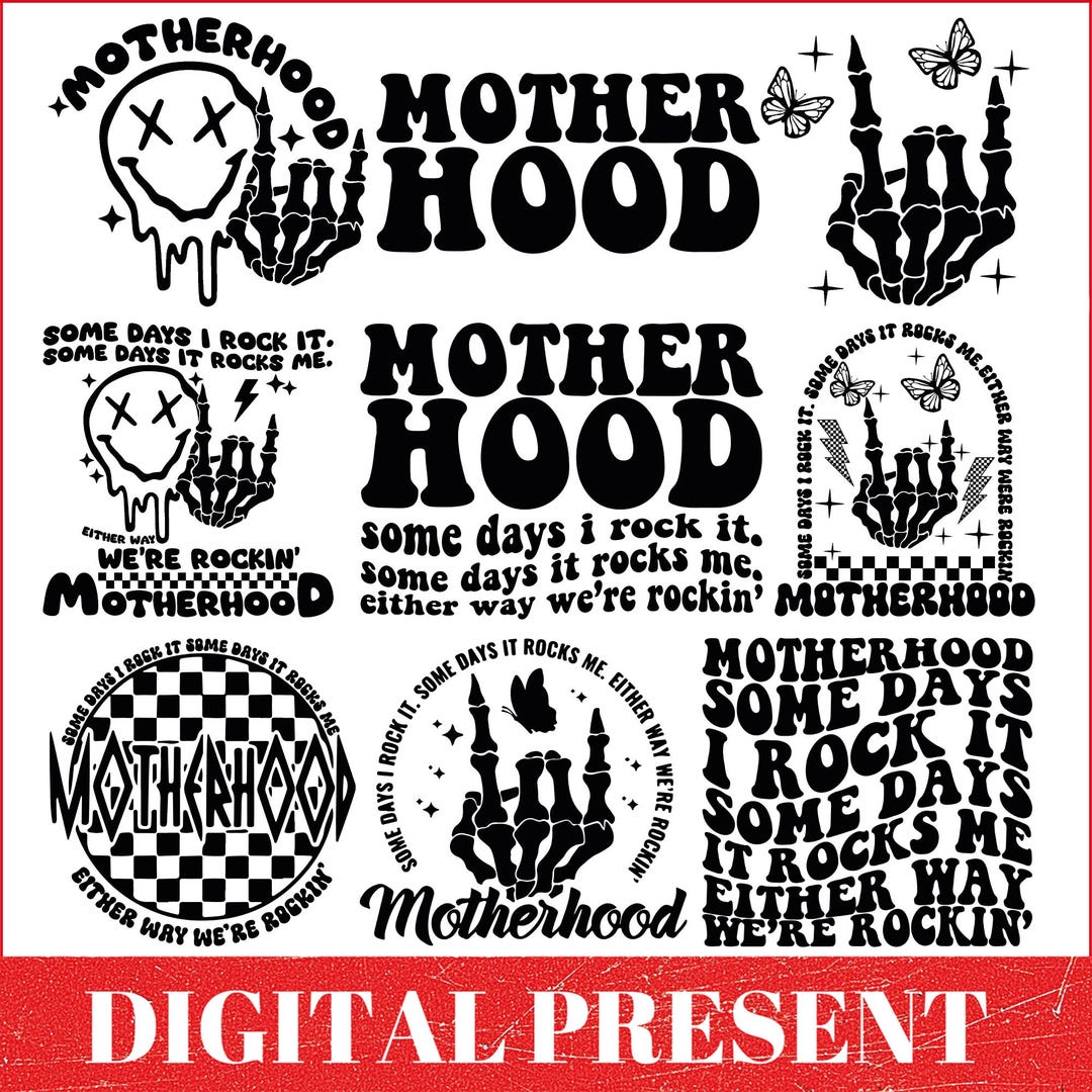 Motherhood Some Day I Rock It Svg Png, Trendy Front and Back Design ...