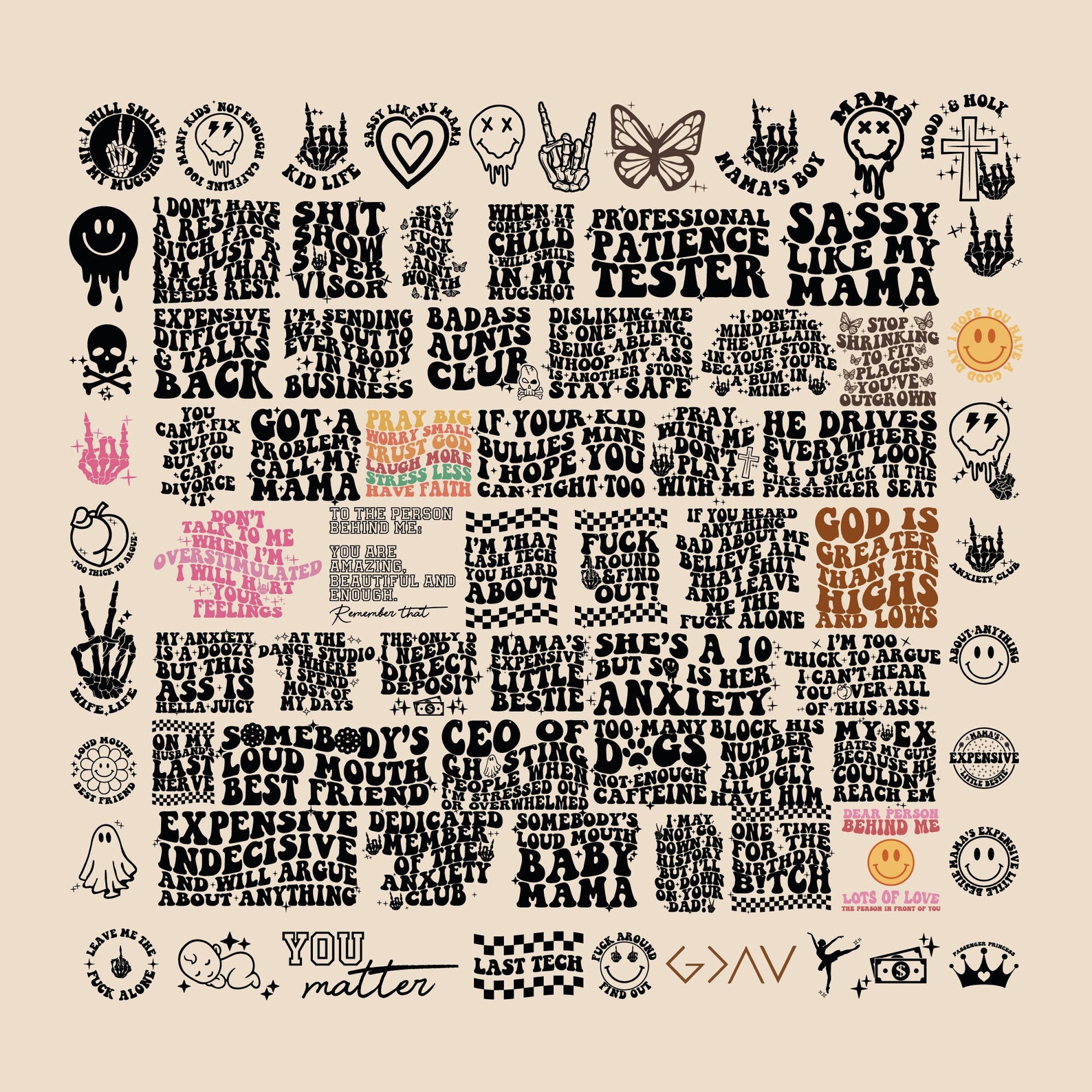 75 Groovy Svg, Bundle, Boho Svg, Hippie Svg, Aesthetic Svg ...