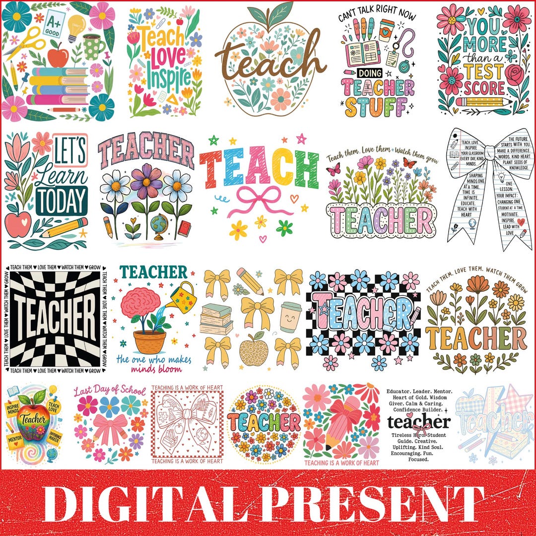 Teacher Sublimation Png Bundle, Teacher Shirt Png Bundle,boho Teacher ...