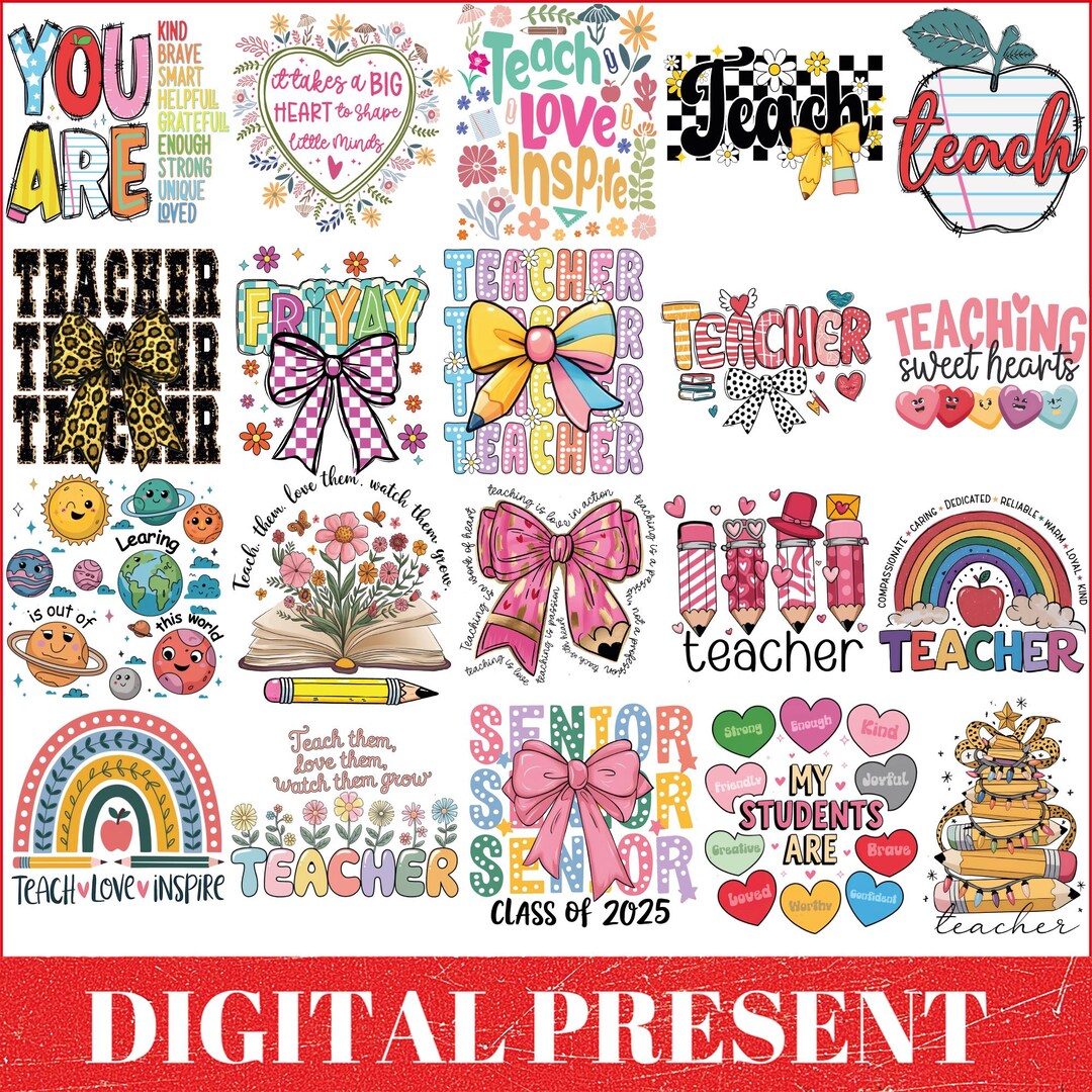 Retro Teacher Png Bundle, Teacher Png, Teacher Appreciation, Teacher ...