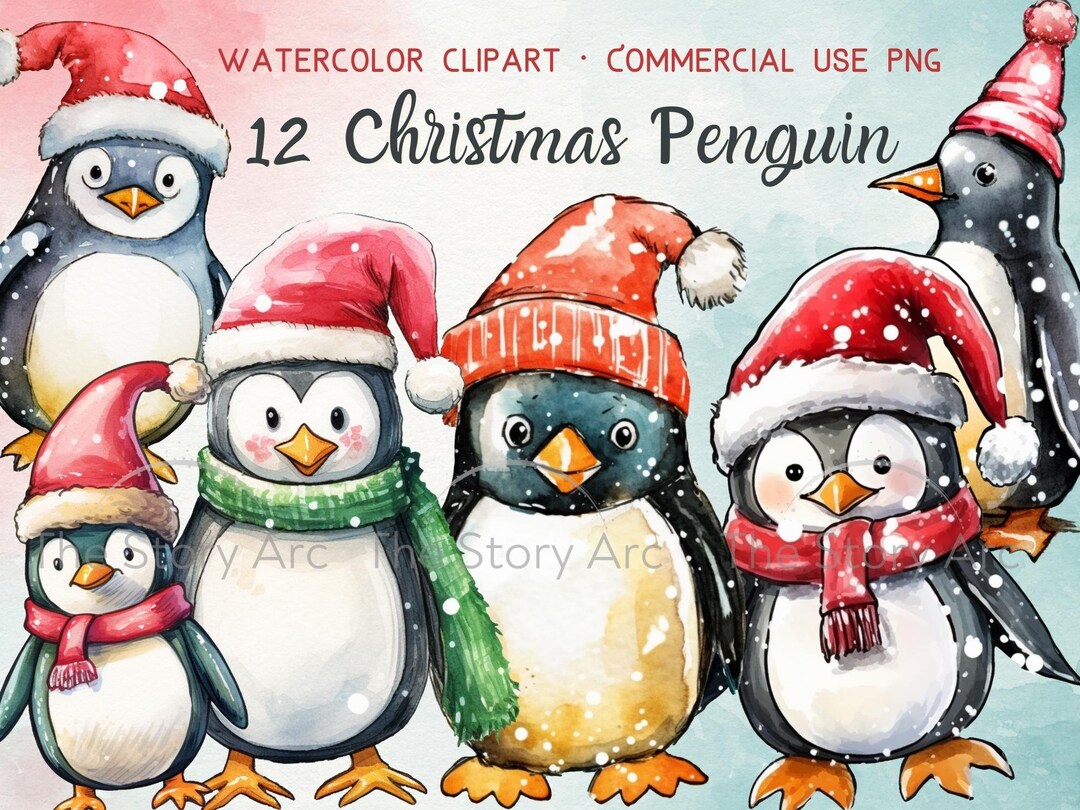 Christmas Penguin Clipart, 12 Penguin PNG, Christmas Clipart ...