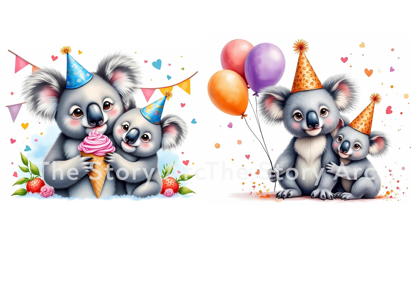 Koala Party Clipart, 20 Cute Koala, Birthday Party Koala, Digital ...