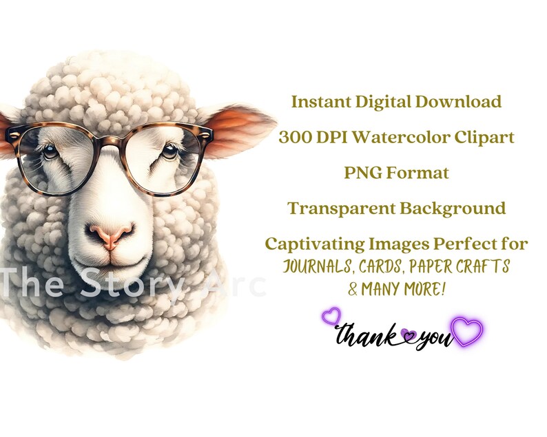 Nerdy Farm Animal With Eyeglasses Clipart, Back to School, Printable ...