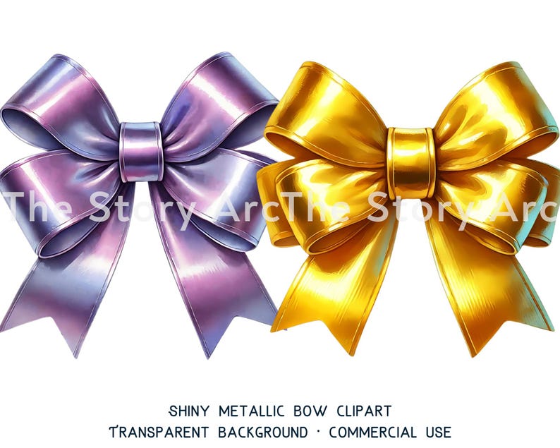 Shiny Bow Clipart, Metallic Bow, 15 Colorful Bows, Ribbon Clipart ...