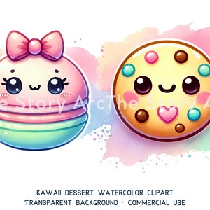 15 Kawaii Dessert Watercolor Clipart, Pastel Desserts, Digital Download ...