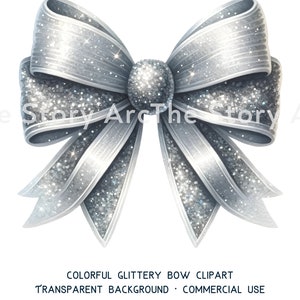 Glitter Bow Clipart, 14 Sparkly Bow, Colorful Bows, Digital Download ...