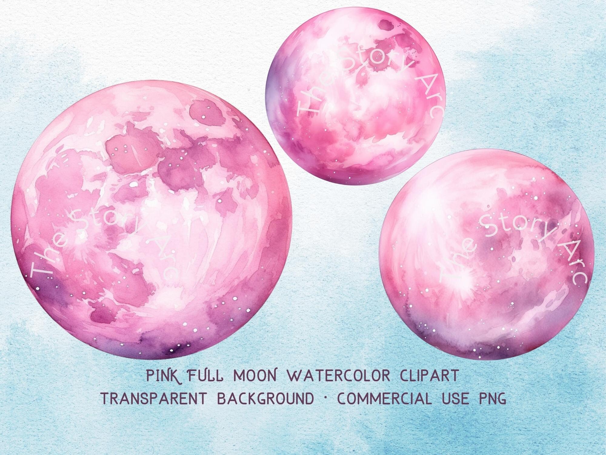 Pink Moon Clipart 25 Pink Moon PNG Pink Full Moon - Etsy