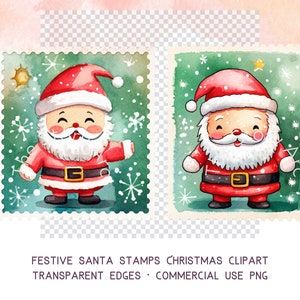 Santa Claus Christmas Stamp Clipart for Card Making, 18 Santa Christmas ...