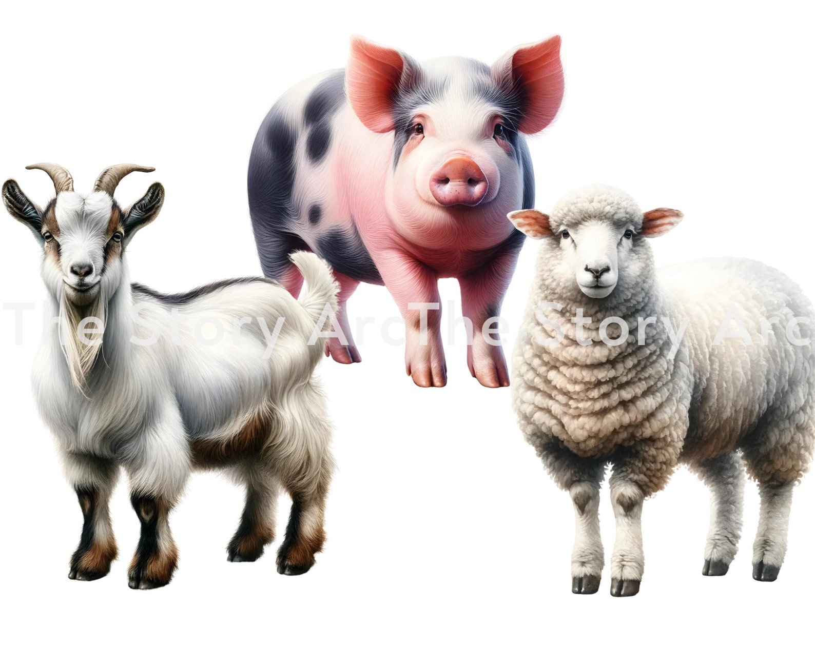 Farm Animal Clipart Bundle, 17 Farm Animals PNG, Red Barn Clipart ...