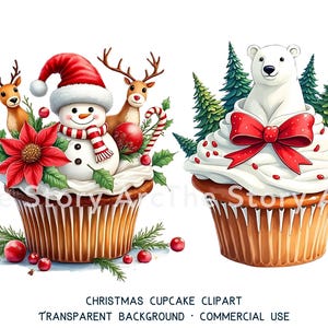 Christmas Cupcake Clipart, Winter Wonderland Cupcake, Frosty Snowman ...
