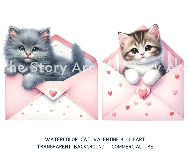 Kitten Valentine's Day Clipart, 19 Kitten Love Letter, Cute Cat PNG ...