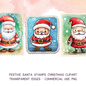 Santa Claus Christmas Stamp Clipart for Card Making, 18 Santa Christmas ...