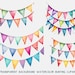 Bunting Clipart, 23 Bunting Flags Watercolor Clipart, Bunting Banner ...