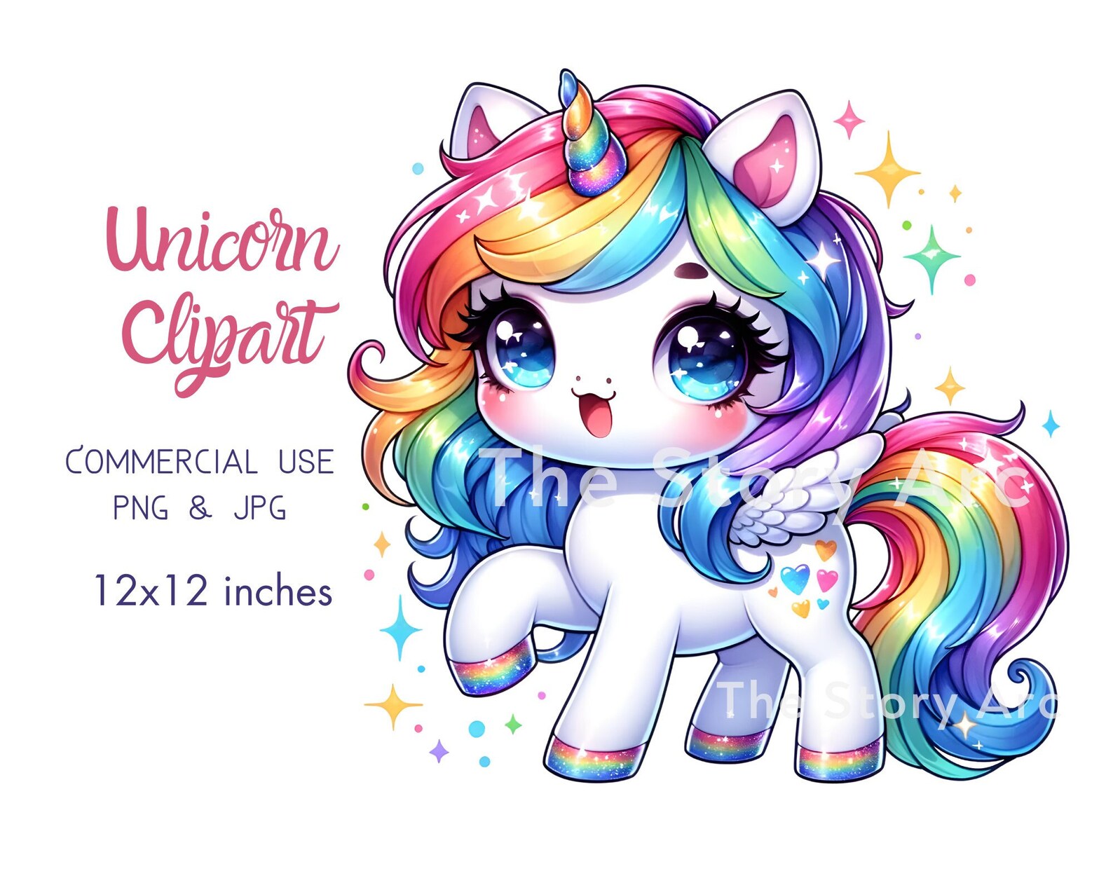 Unicorn Clipart PNG, Cute Unicorn Sublimation Graphic Design, Rainbow ...