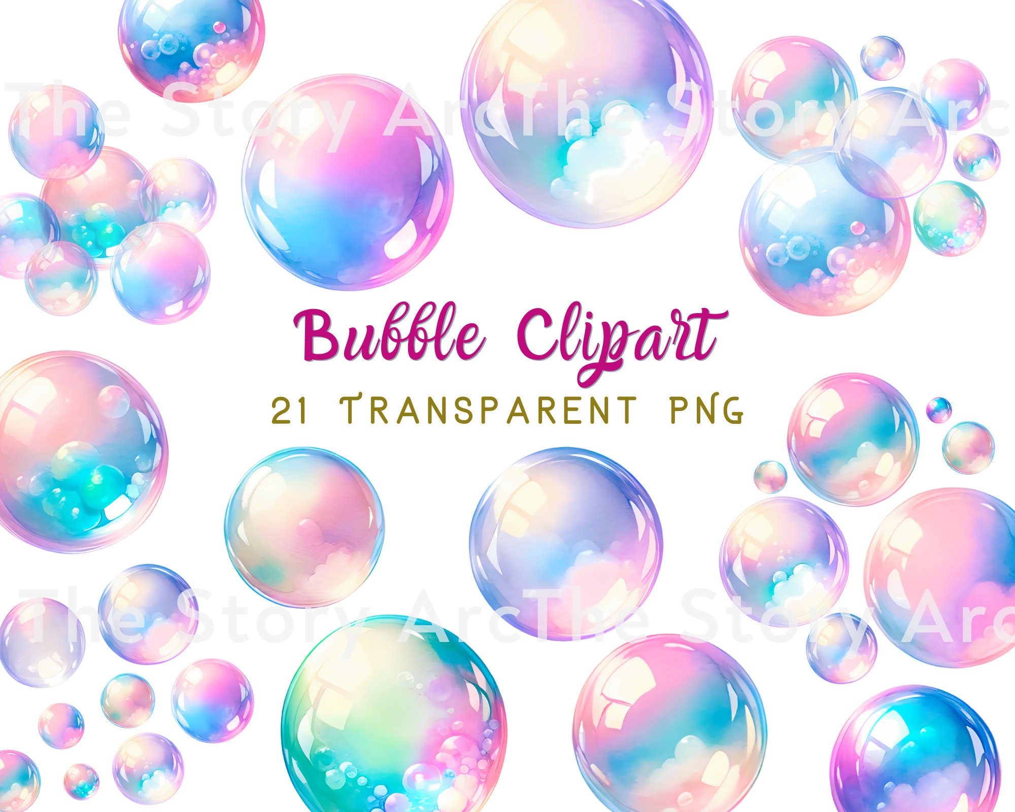 Bubble Watercolor Clipart, Iridescent Bubble PNG, Dreamy Bubbles ...