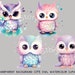 Cute Owl Clipart, Watercolor Big Eyes Owls (digital Download) - Etsy