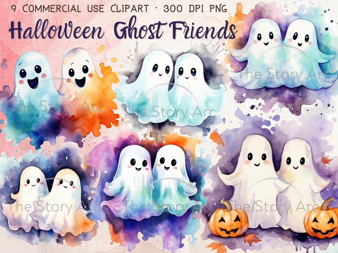 9 Ghost Friends Clipart, Halloween Ghost PNG, Spooky Ghost, Friendly ...
