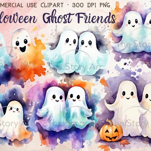 9 Ghost Friends Clipart, Halloween Ghost PNG, Spooky Ghost, Friendly ...