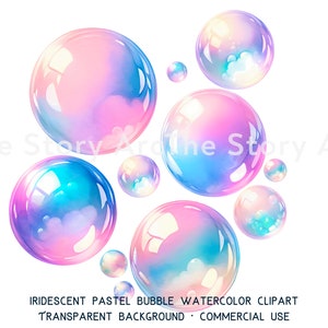 Bubble Watercolor Clipart, Iridescent Bubble PNG, Dreamy Bubbles ...