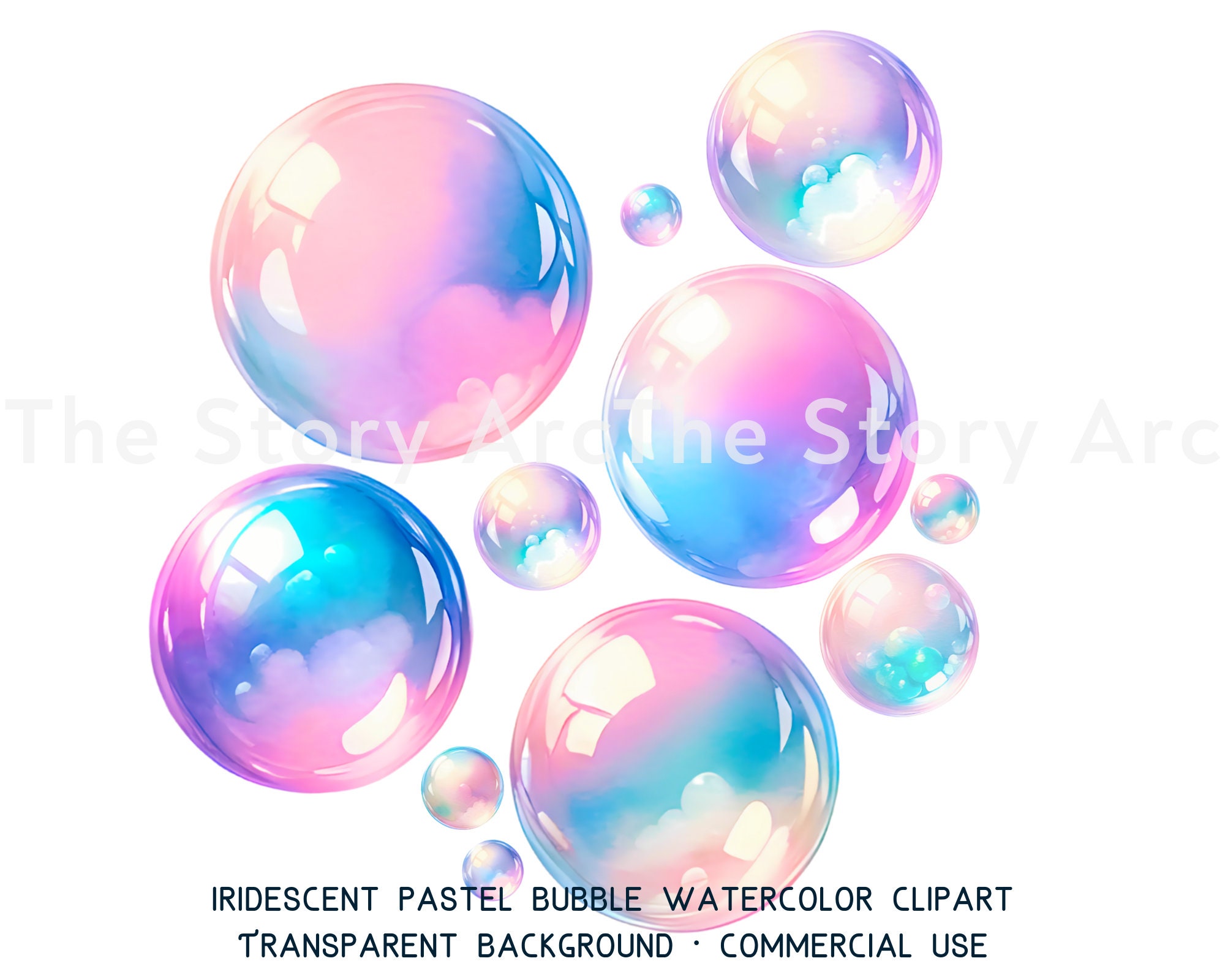 Bubble Watercolor Clipart, Iridescent Bubble PNG, Dreamy Bubbles ...