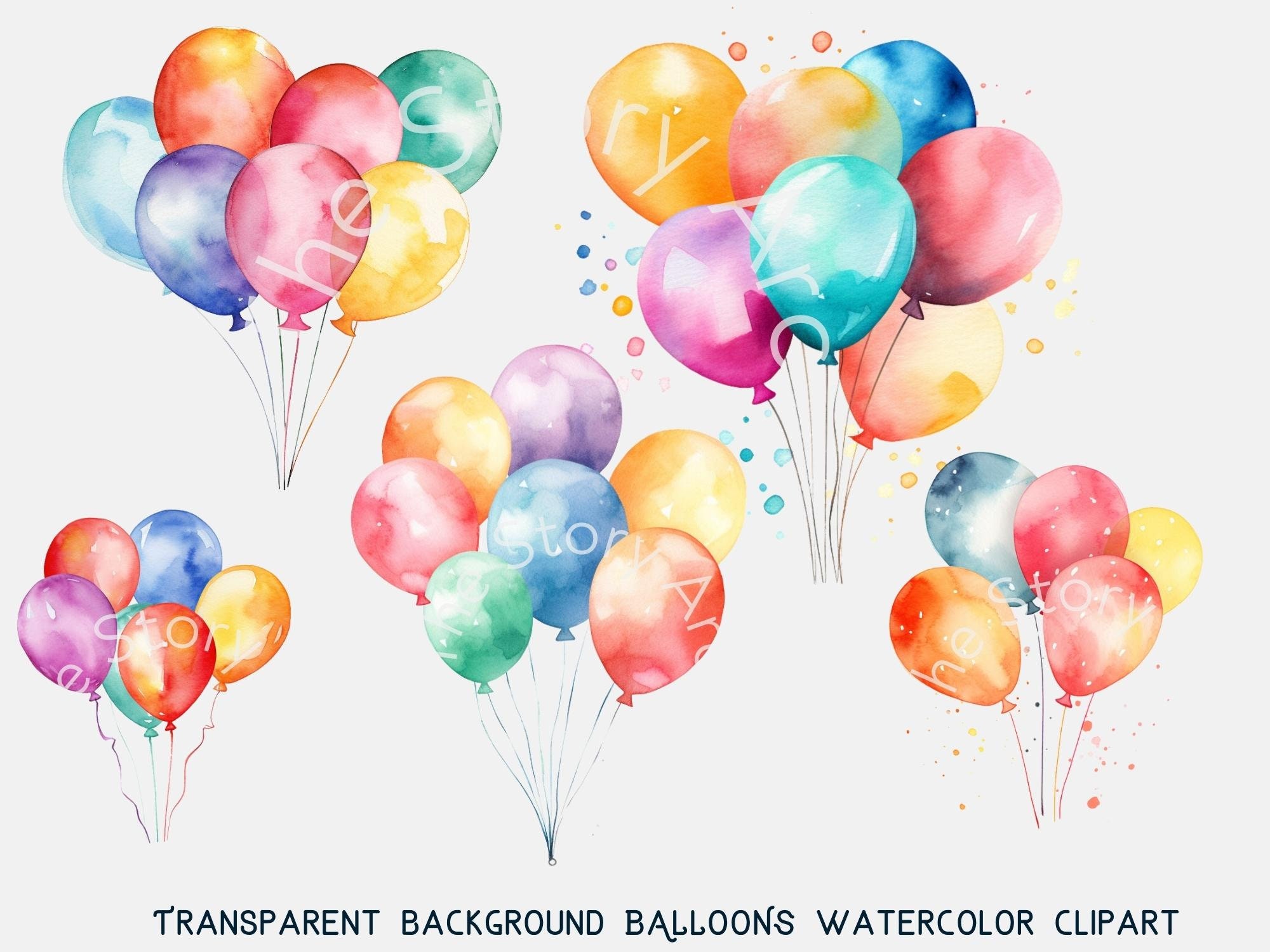Watercolor Balloons Clipart 38 Balloons PNG Birthday - Etsy