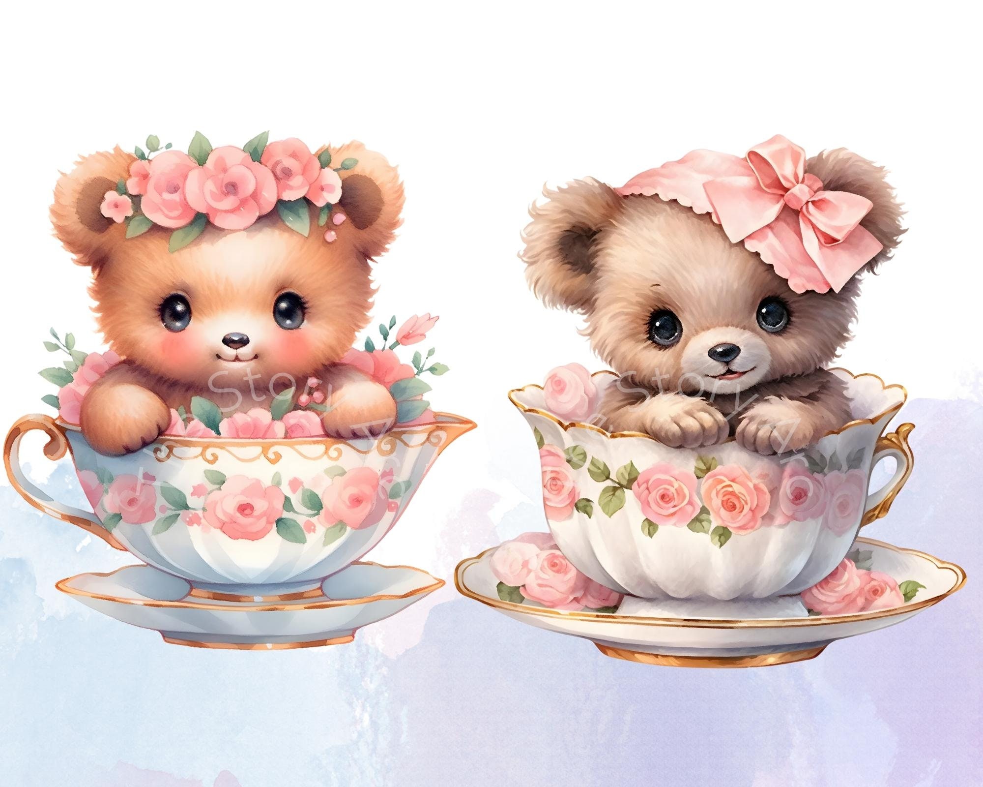 Teddy Bear Teacup Clipart: High-quality Digital Art for DIY Crafts ...