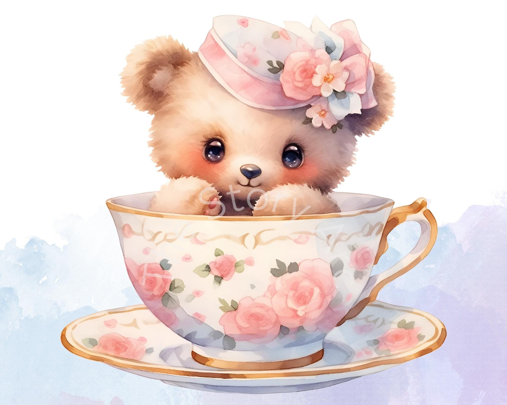 Teddy Bear Teacup Clipart: High-quality Digital Art for DIY Crafts ...