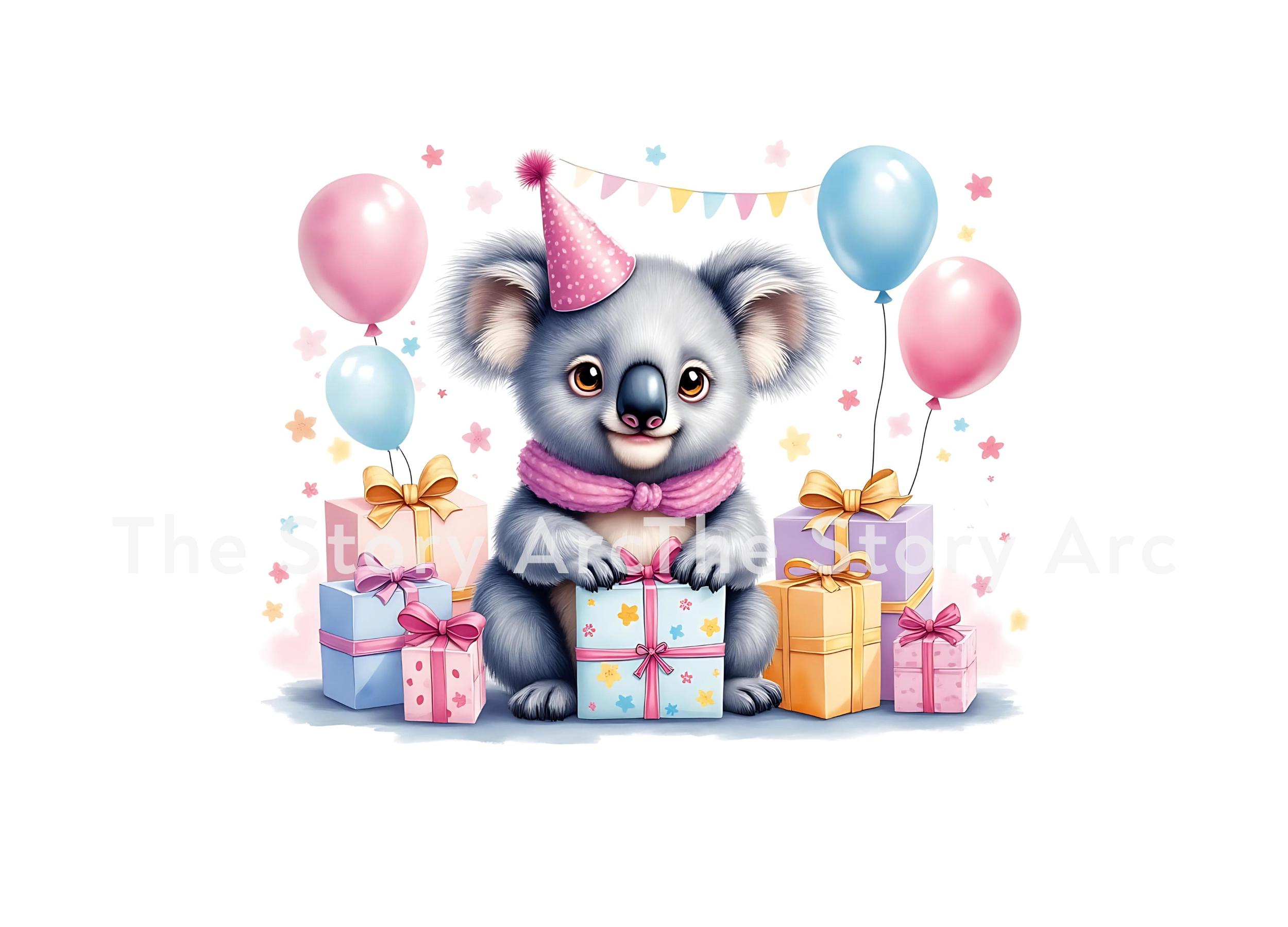 Koala Party Clipart, 20 Cute Koala, Birthday Party Koala, Digital ...