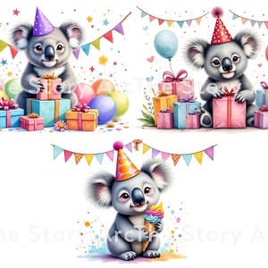 Koala Party Clipart, 20 Cute Koala, Birthday Party Koala, Digital ...