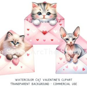 Kitten Valentine's Day Clipart, 19 Kitten Love Letter, Cute Cat PNG ...