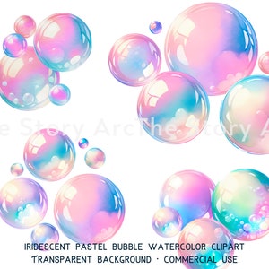 Bubble Watercolor Clipart, Iridescent Bubble PNG, Dreamy Bubbles ...