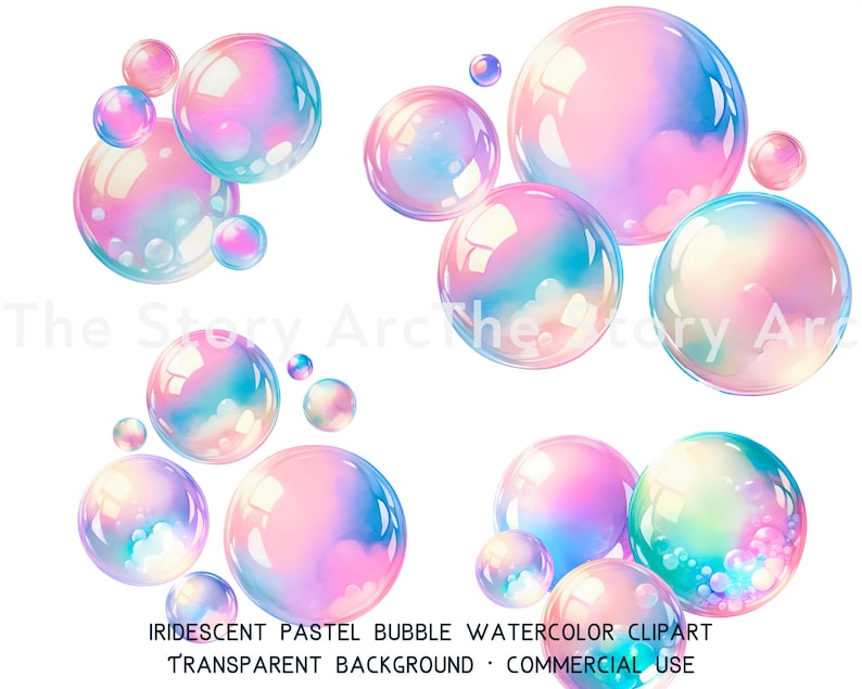 Bubble Watercolor Clipart, Iridescent Bubble PNG, Dreamy Bubbles ...