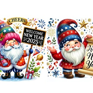Happy New Year Clipart Gnome New Year 2025 Clipart, Digital Download ...
