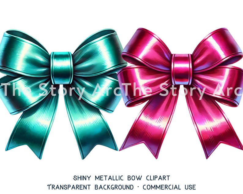 Shiny Bow Clipart, Metallic Bow, 15 Colorful Bows, Ribbon Clipart ...