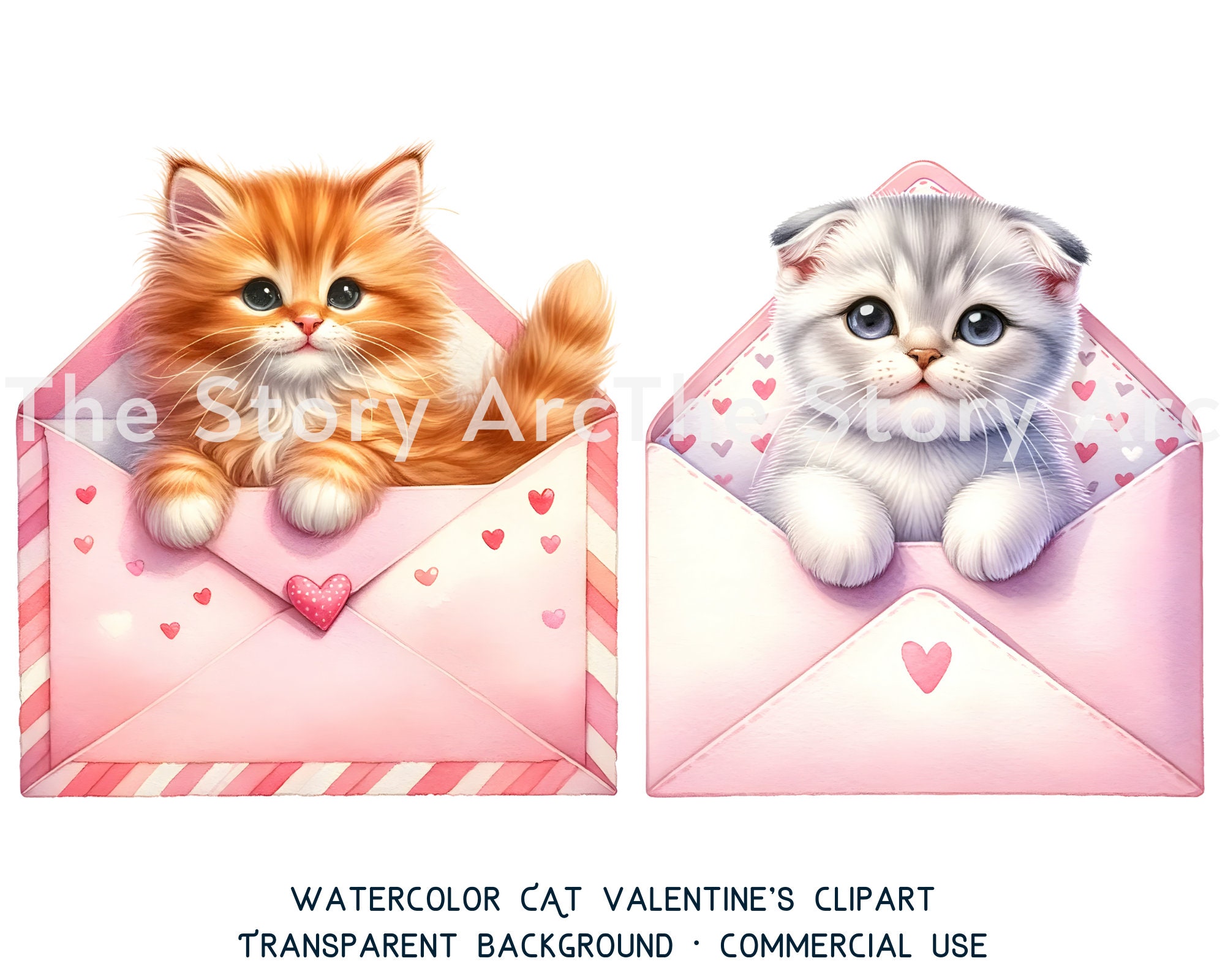 Kitten Valentine's Day Clipart, 19 Kitten Love Letter, Cute Cat PNG ...