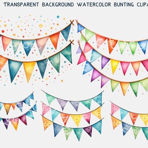 Bunting Clipart, 23 Bunting Flags Watercolor Clipart, Bunting Banner ...