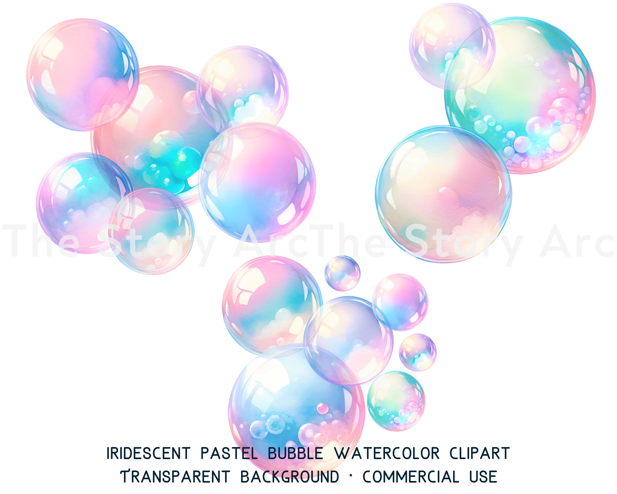 Bubble Watercolor Clipart, Iridescent Bubble PNG, Dreamy Bubbles ...