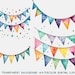 Bunting Clipart, 23 Bunting Flags Watercolor Clipart, Bunting Banner ...