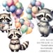 Cute Raccoon Clipart, Party Raccoon PNG, Baby Raccoon, Digital Download ...