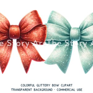 Glitter Bow Clipart, 14 Sparkly Bow, Colorful Bows, Digital Download ...