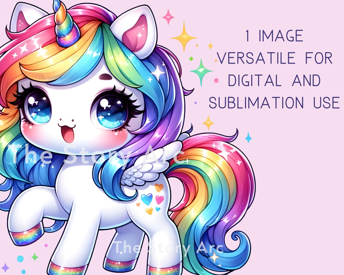 Watercolor Unicorn Clipart, Baby Unicorn, Rainbow Unicorn, Digital ...