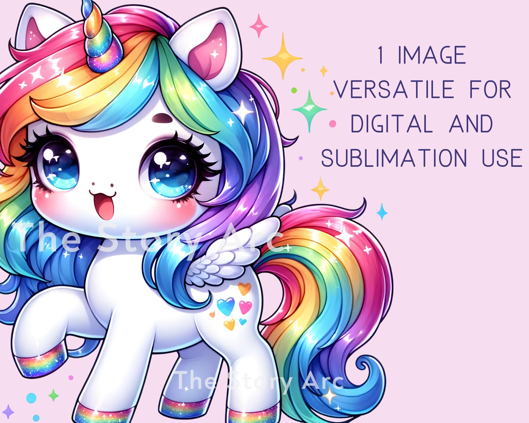 Unicorn Clipart PNG, Cute Unicorn Sublimation Graphic Design, Rainbow ...