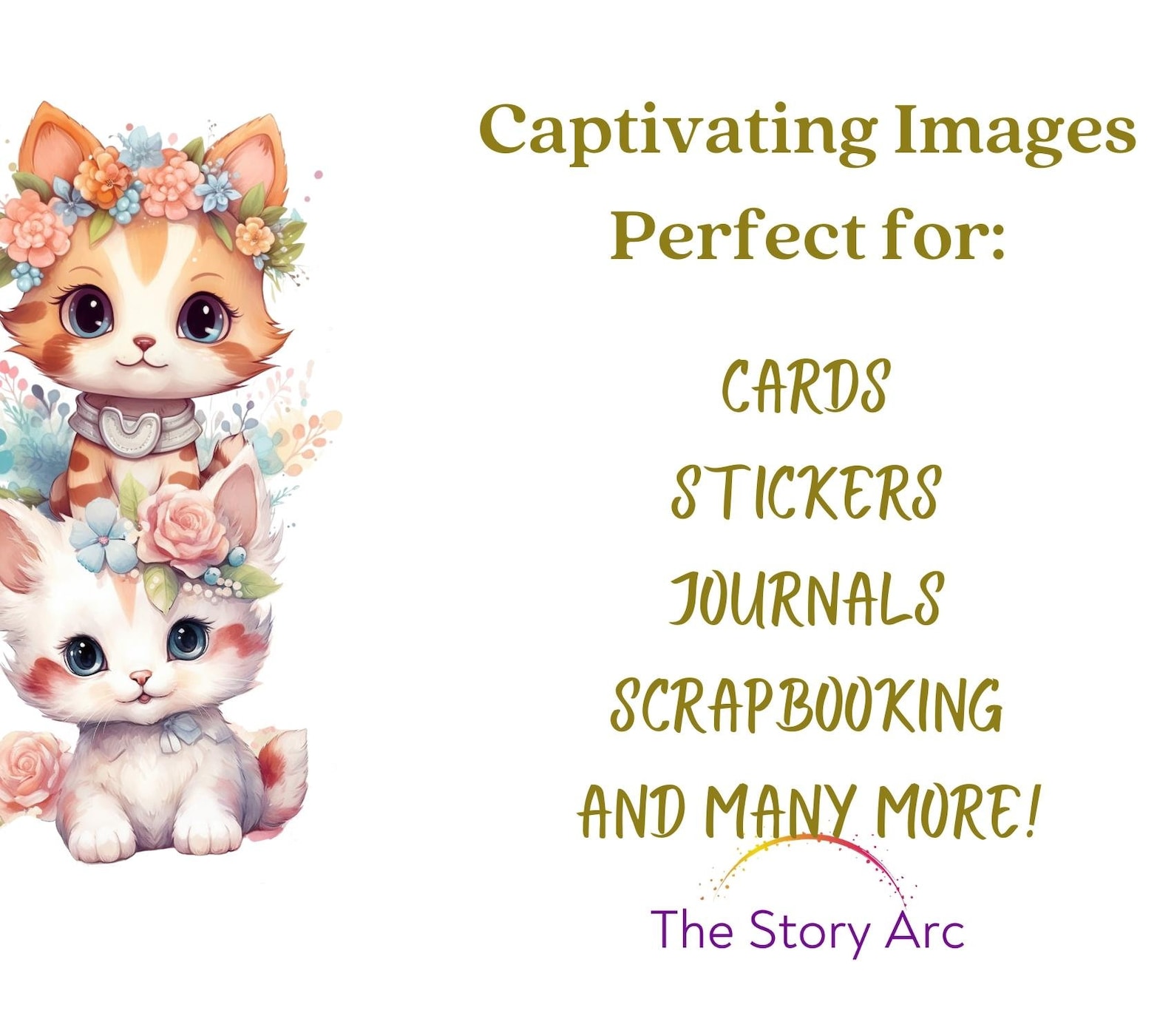 Pawsitively Cute: Set of 8 Whimsical Kitten Watercolor Clipart, High ...