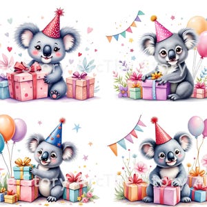 Koala Party Clipart, 20 Cute Koala, Birthday Party Koala, Digital ...