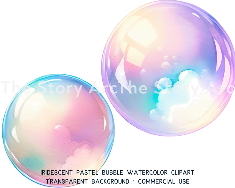 Bubble Watercolor Clipart, Iridescent Bubble PNG, Dreamy Bubbles ...