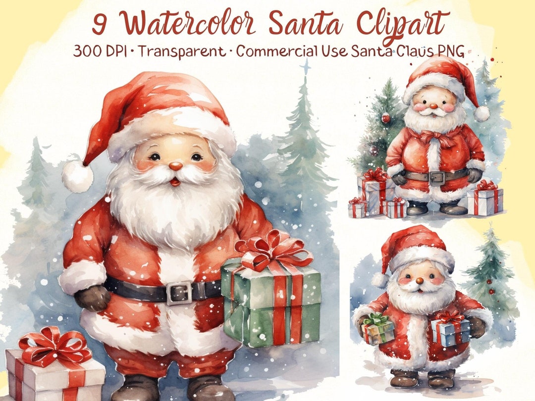 Santa Claus Clipart, 9 Watercolor Santa Clipart, Santa Claus PNG ...