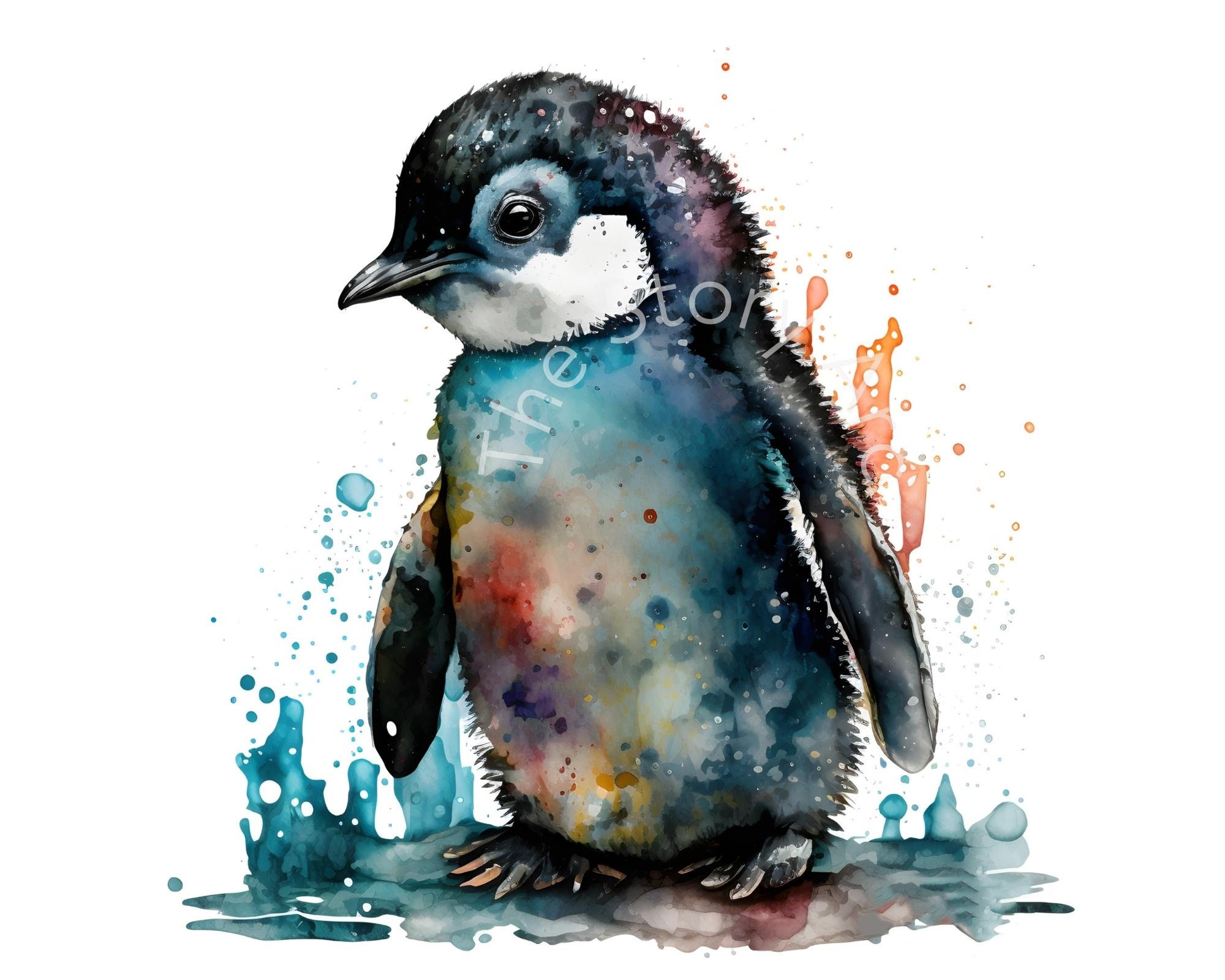 Penguin Watercolor Clipart, 12 High Quality JPG, Baby Penguin Clipart ...