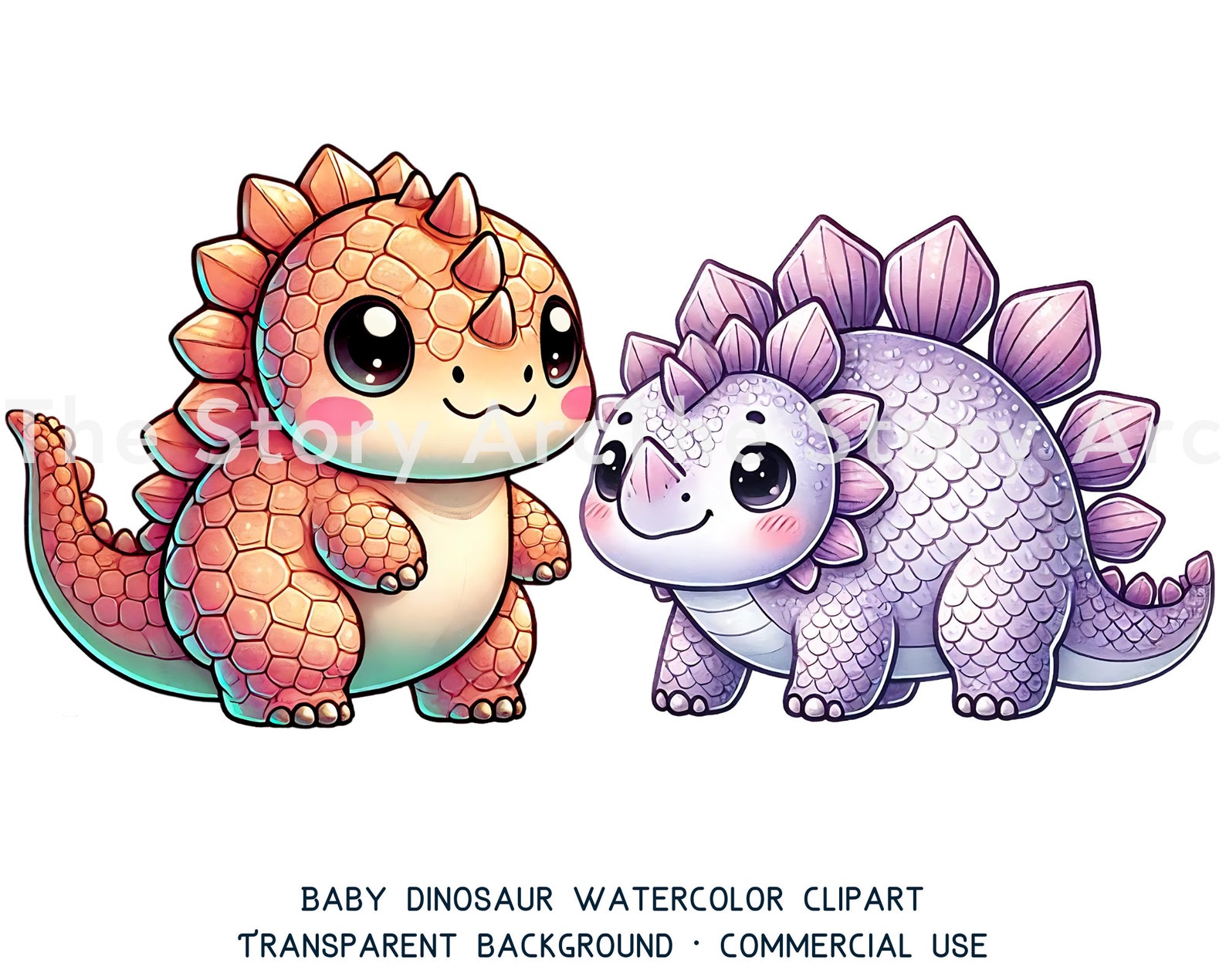Kawaii Dinosaur Clipart, 12 Baby Dinosaur PNG, Little Dinos, Digital ...
