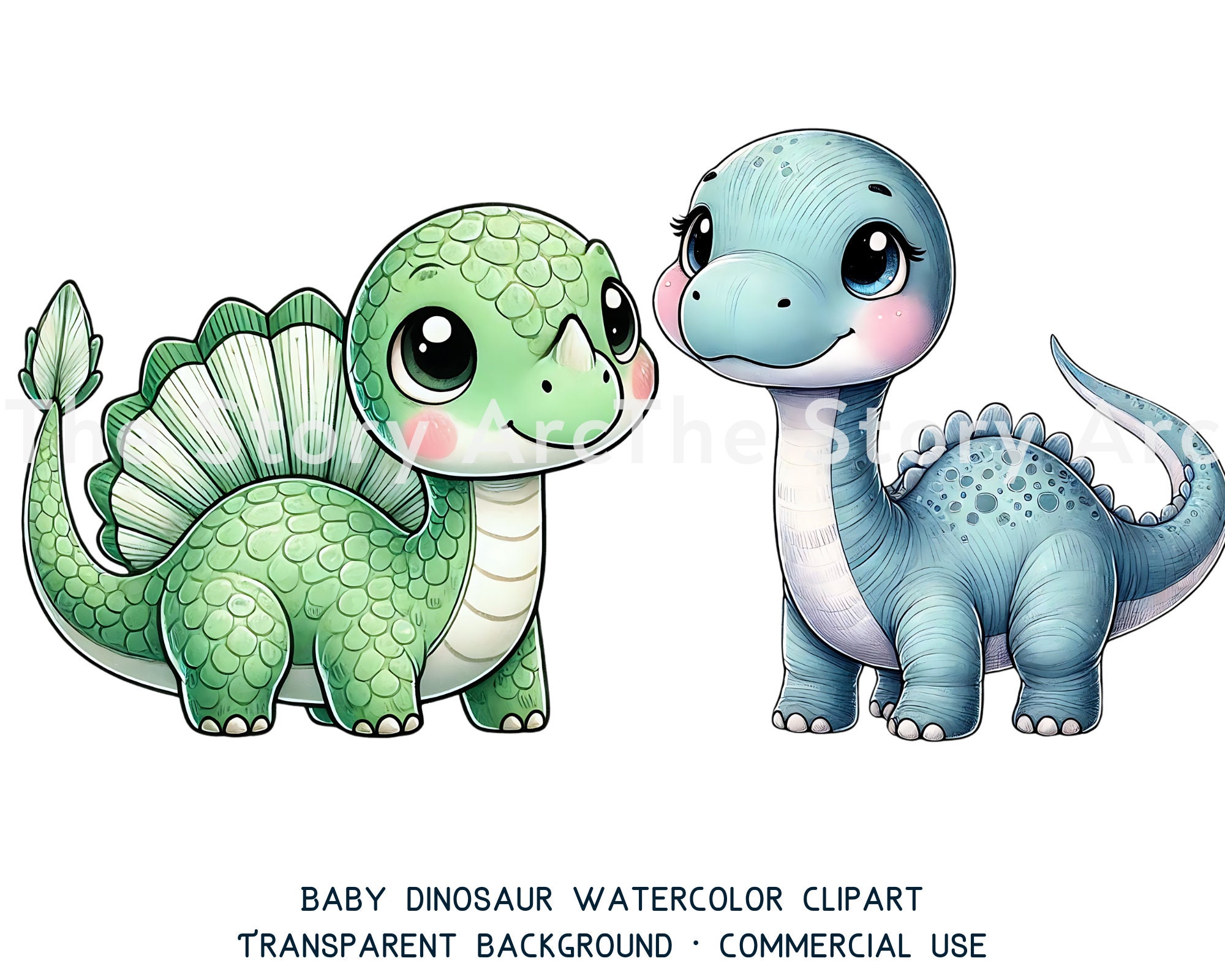 Kawaii Dinosaur Clipart, 12 Baby Dinosaur PNG, Little Dinos, Digital ...