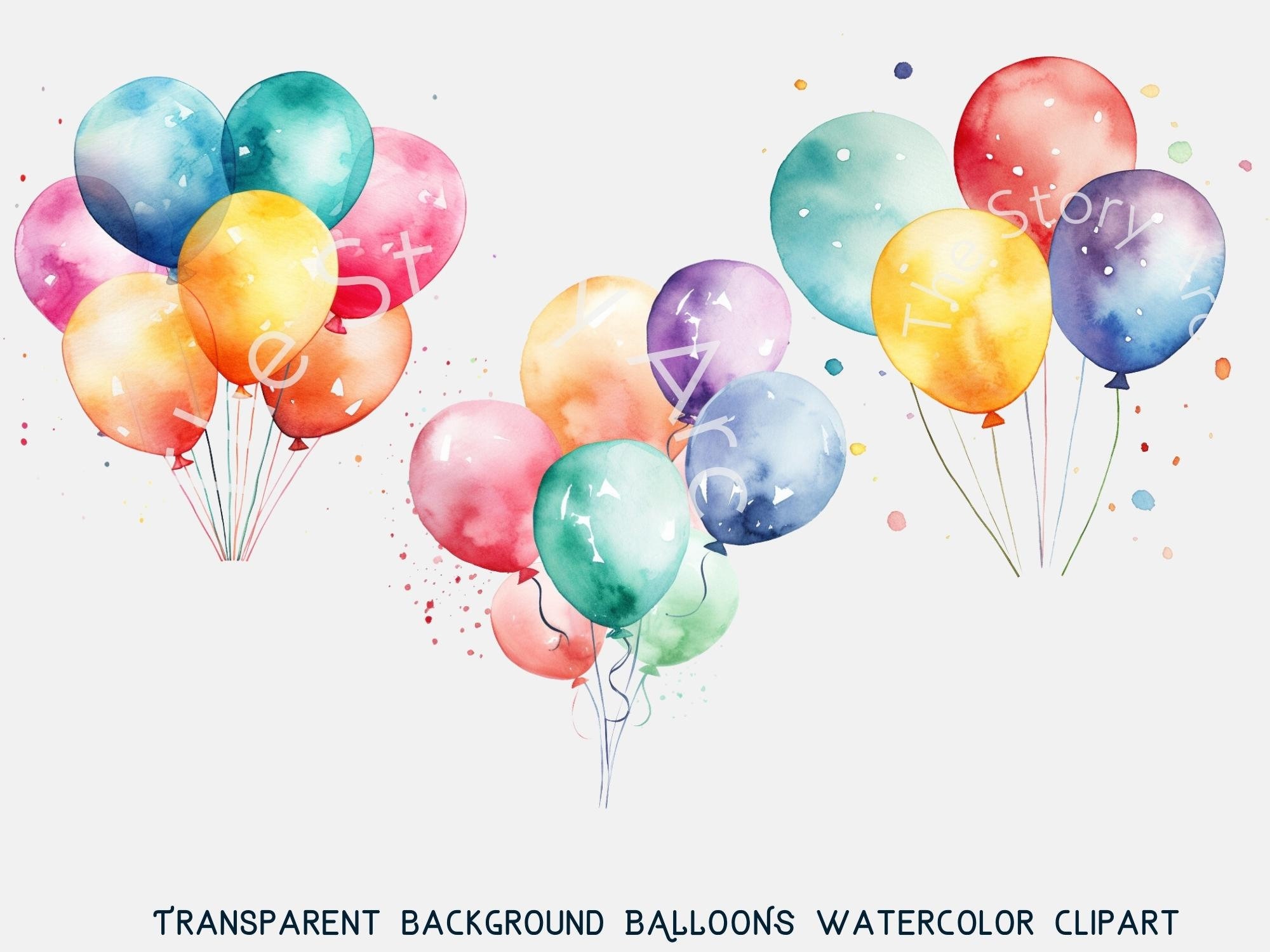 Watercolor Balloons Clipart 38 Balloons PNG Birthday - Etsy